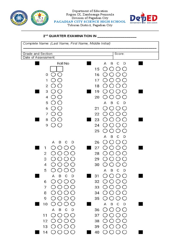 40 Item Answer Sheet Final | PDF