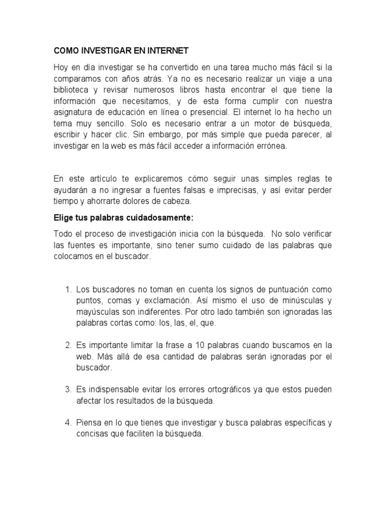 Como Investigar en Internet | PDF | Información | Red mundial