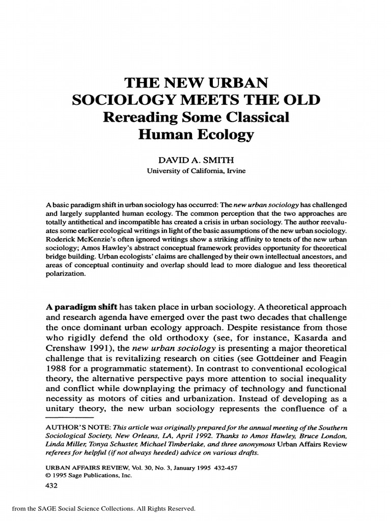 New Urban Sociology Smith | PDF