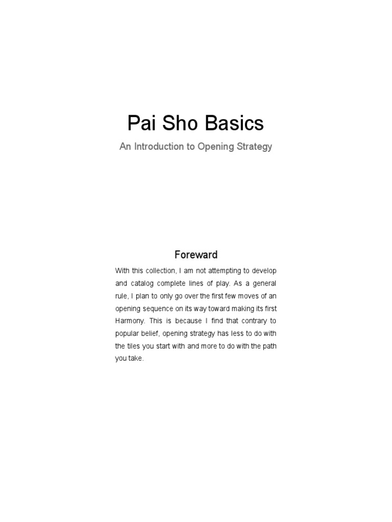 Pai Sho Basics: Openings | PDF