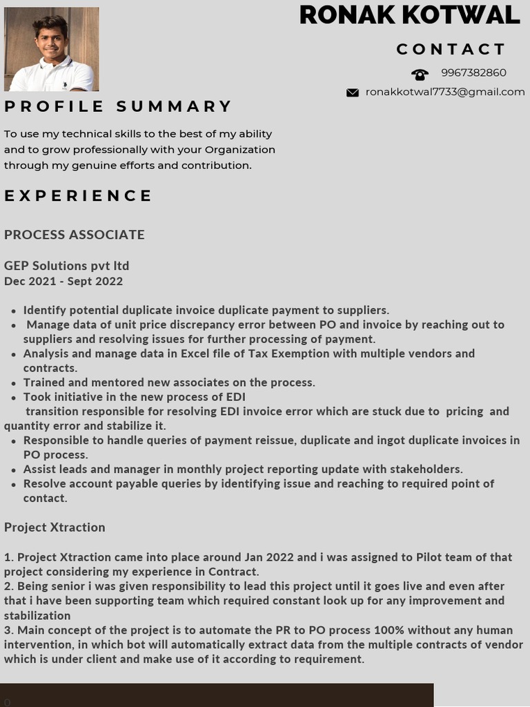 Ronak Resume PDF | PDF | Accounts Payable | Information Technology Management