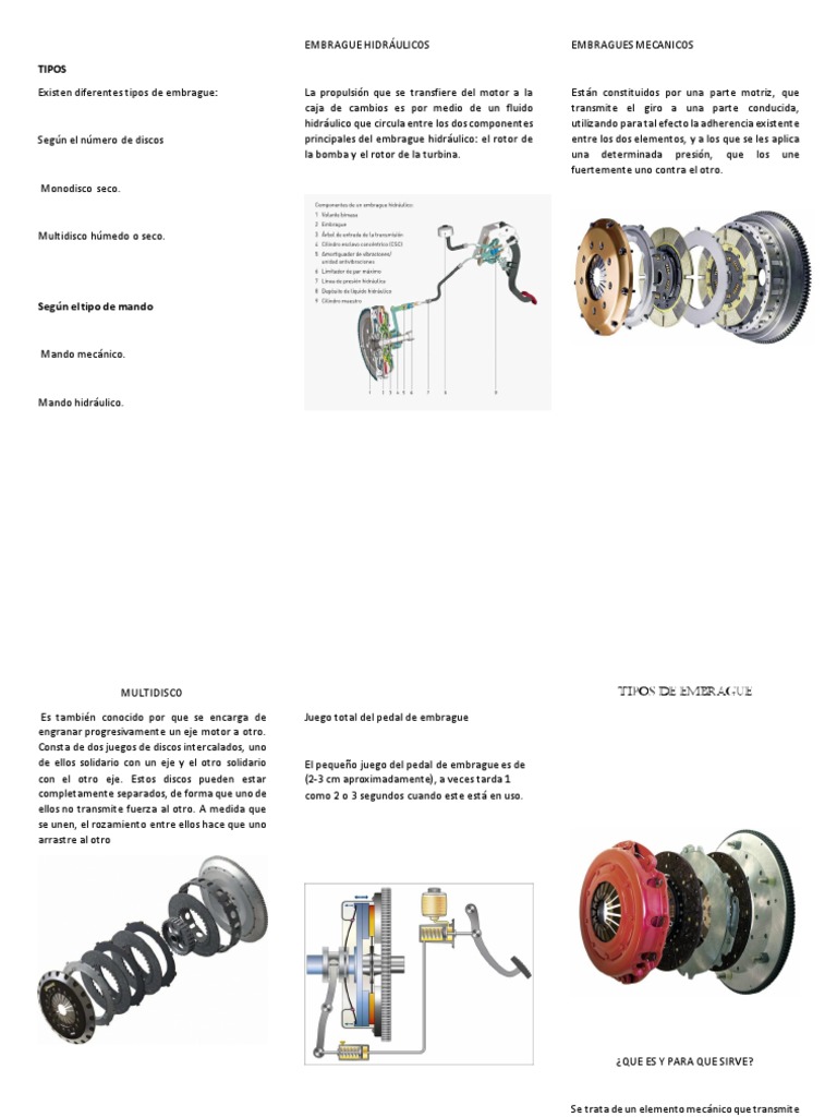 Tipos de Embrague | PDF | Embrague | Vehículos