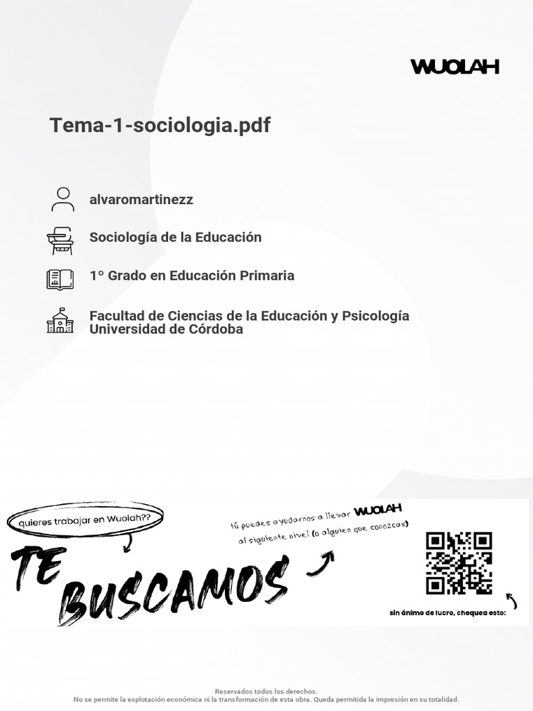 Wuolah Free Tema 1 Sociologia | PDF | Sociología | Sociedad