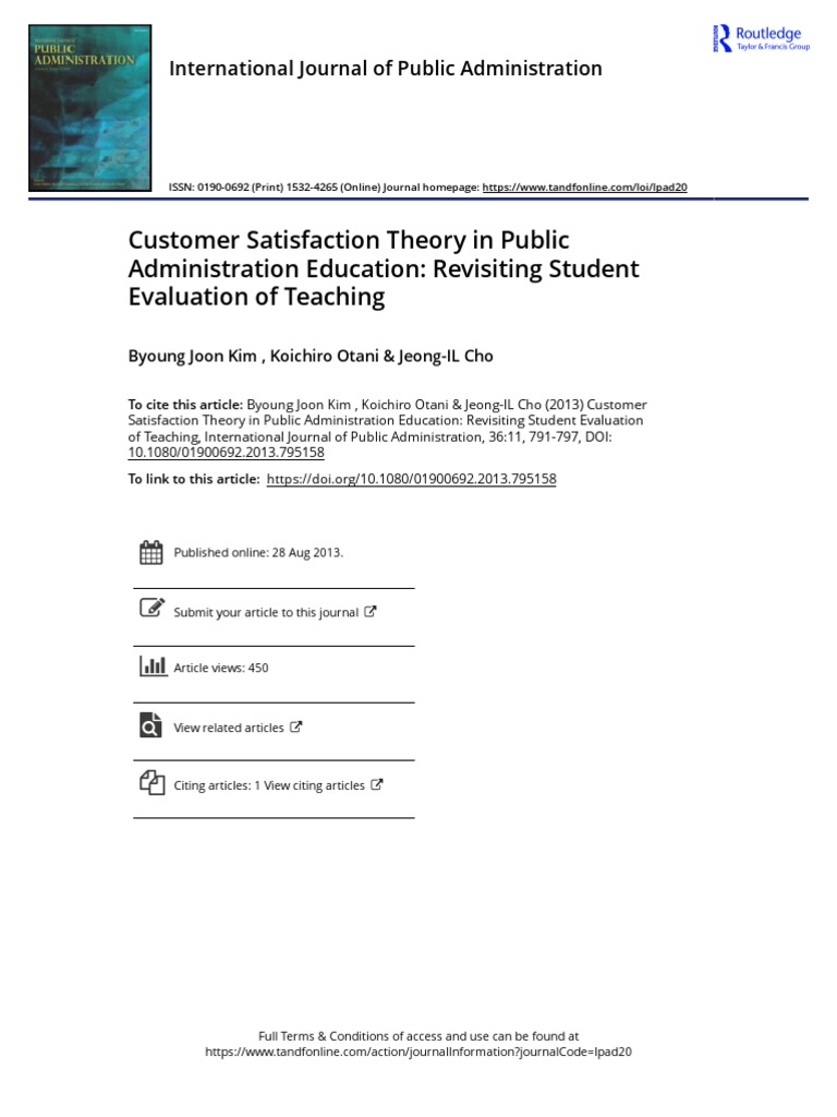 Customer Satisfaction Theory in Public Administration Education ...