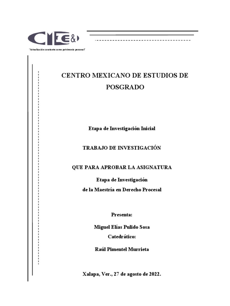 TRABAJO DE INVESTIGACIÓN. ETAPA DE INVESTIGACION INICIAL. | PDF ...