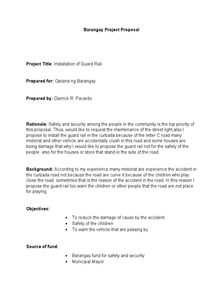 Barangay Project Proposal | PDF
