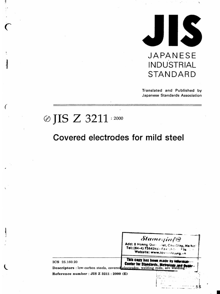 JIS Z 3211 - 2000 Covered Electrodes For Mild Steel | PDF