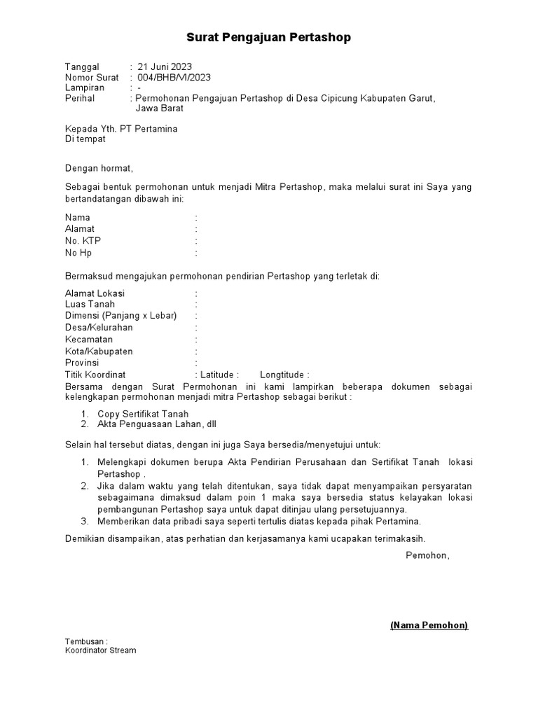 Draft Surat Permohonan | PDF