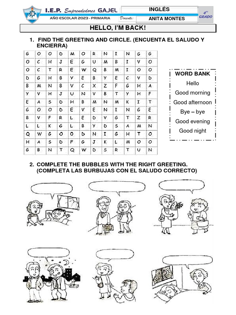 Inglés Cuarto Grado 1 | PDF