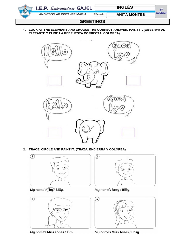 Inglés Primer Grado 1 | PDF