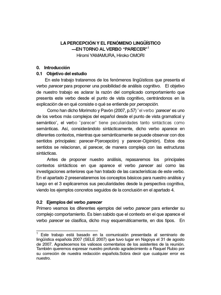 Parecer | PDF | Oración (Lingüística) | Verbo
