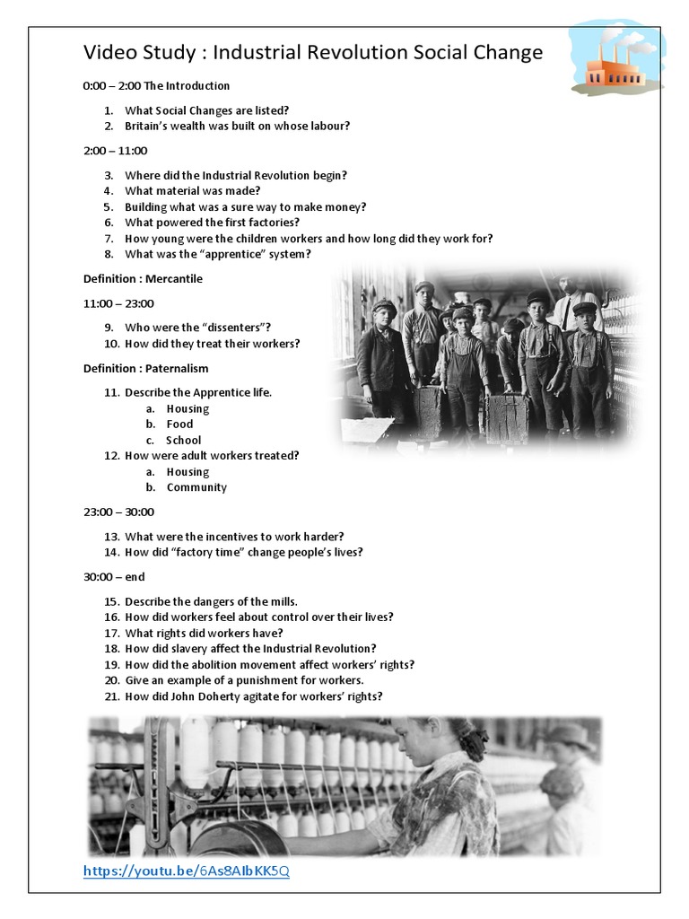 Industrial Revolution Social Changes Video | PDF | Finance & Money ...