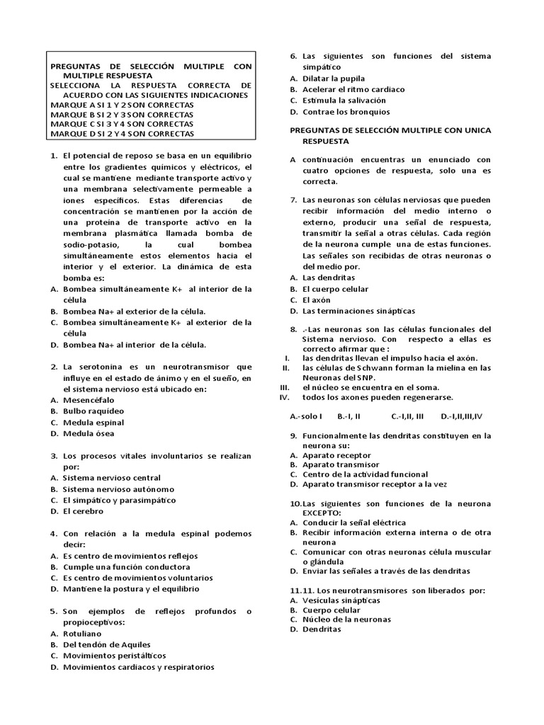 Preguntas de Selección Multiple Con Multiple Respuesta Sistema N ... Preguntas de Selección Multiple Con Multiple Respuesta Sistema N ...