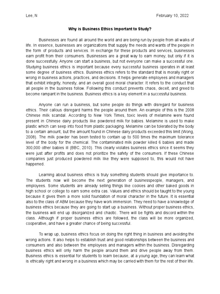 Why is Business Ethics Important to Study | PDF | Business Ethics ...