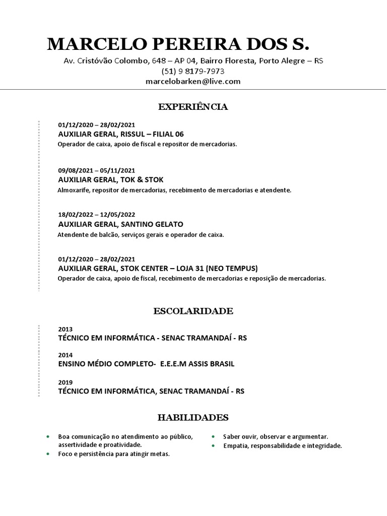 Currículo Marcelo Atualizado | PDF
