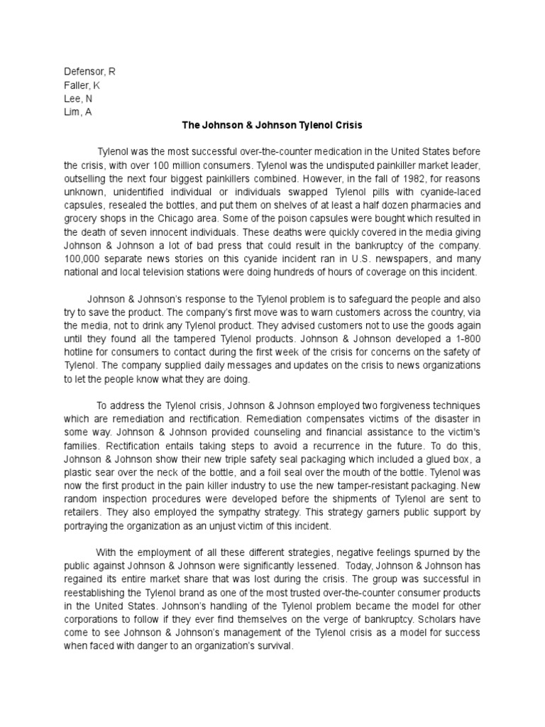 Tylenol Cyanide Case Study | PDF | Johnson & Johnson