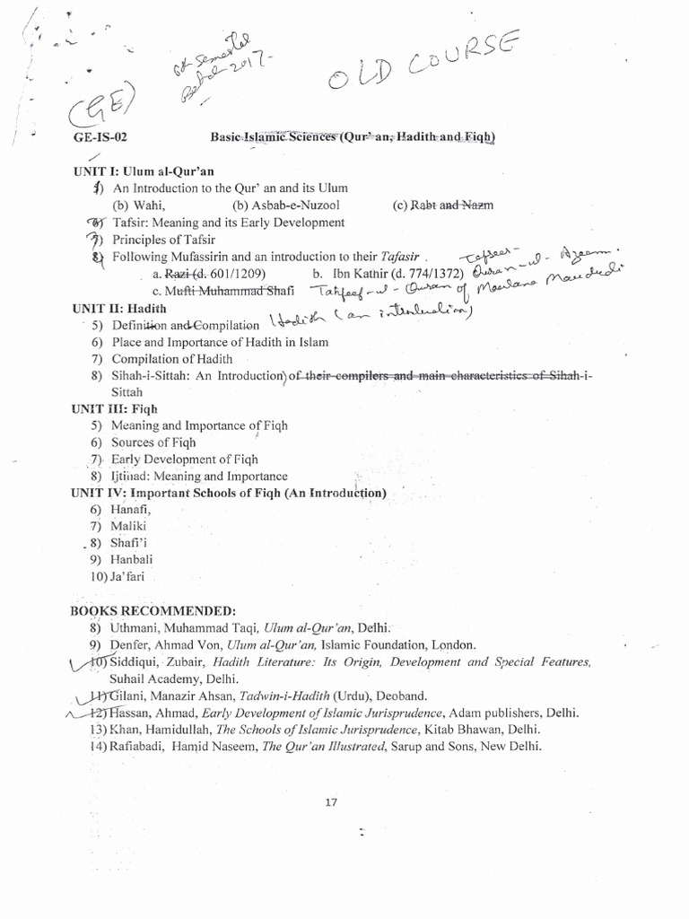 Generic Elective-UG6Basic Islamic Sciences (Quran, Hadith and Fiqh) PDF | PDF
