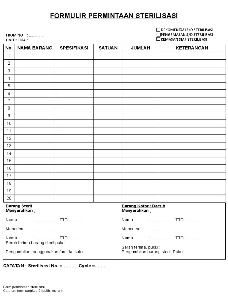 Form Permintaan Sterilisasi | PDF