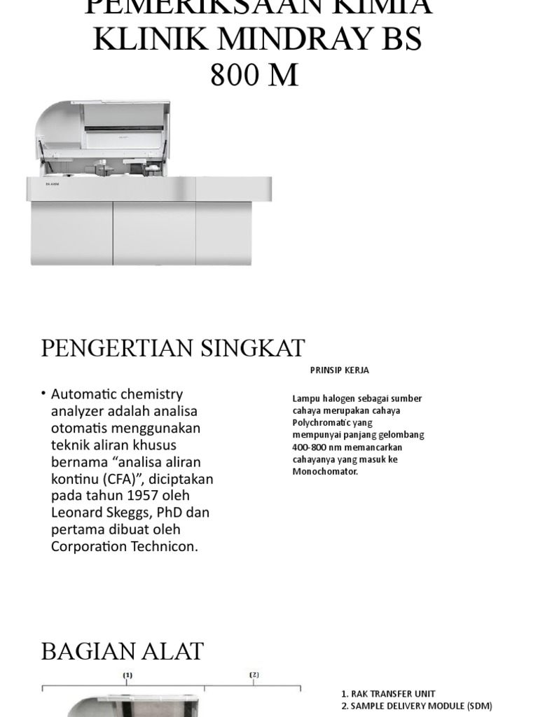 Pemeriksaan Kimia Klinik Mindray BS 800 M | PDF | Sains & Matematika | Teknologi & Rekayasa