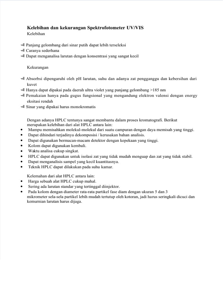 Kelebihan Dan Kekurangan Spektrofotometri | PDF