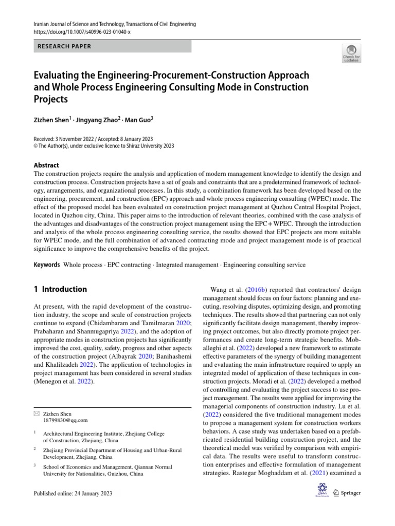 Evaluating The Engineering Procurement Construction Approach and Whole ...