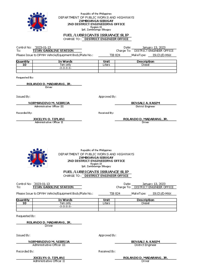 FUEL ISSUANCE - New | PDF | Diesel Engine | Filling Station