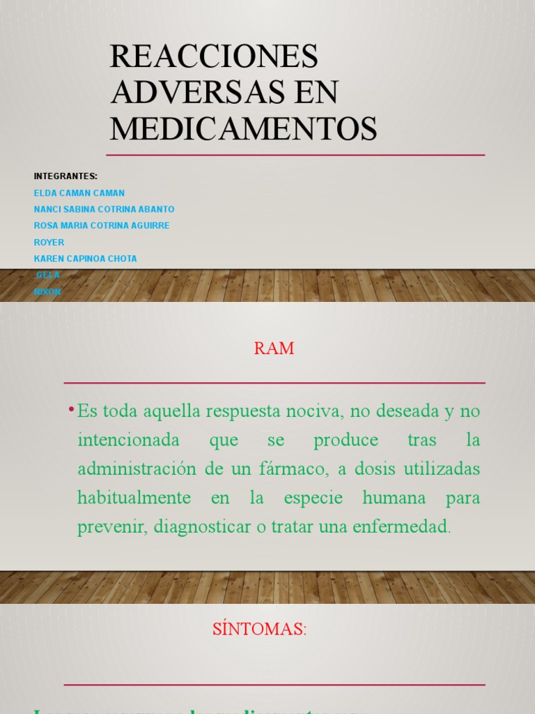 Reacciones Adversas en Medicamentos | PDF