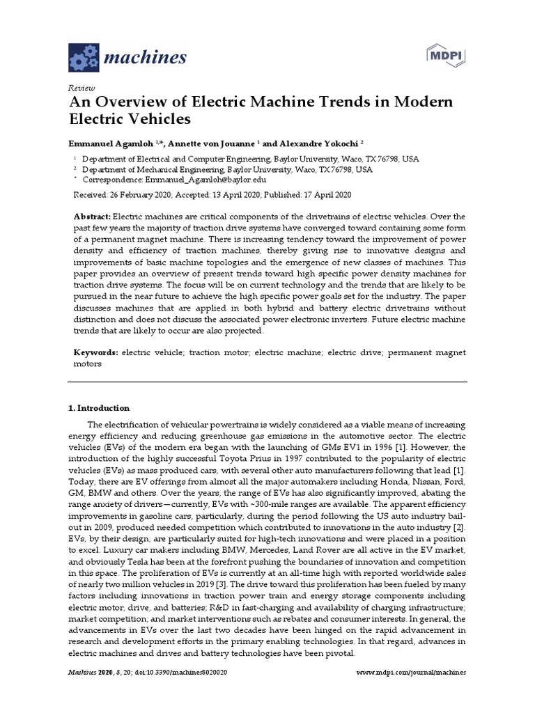 An Overview of Electric Machine Trends in Modern E | PDF | Electric ...