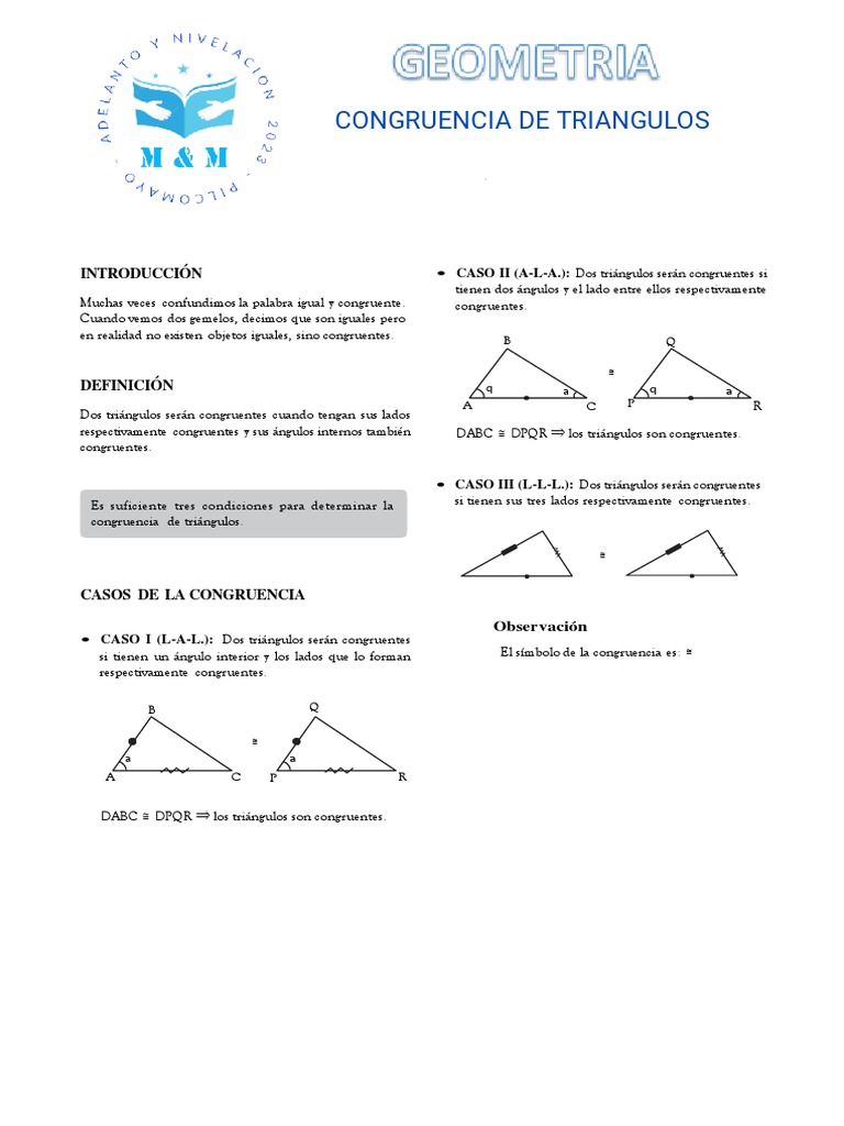 Congruencia de Triangulos | PDF | Triángulo | Geometria clasica