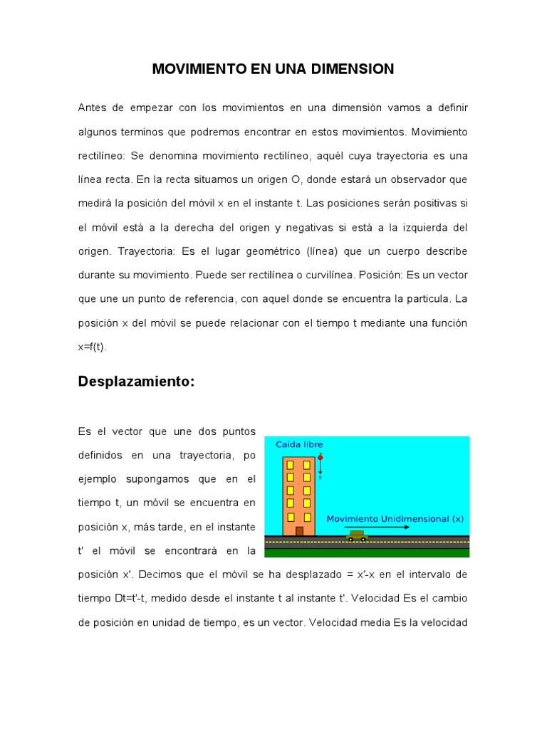 Movimiento en Una Dimension | PDF | Velocidad | Aceleración