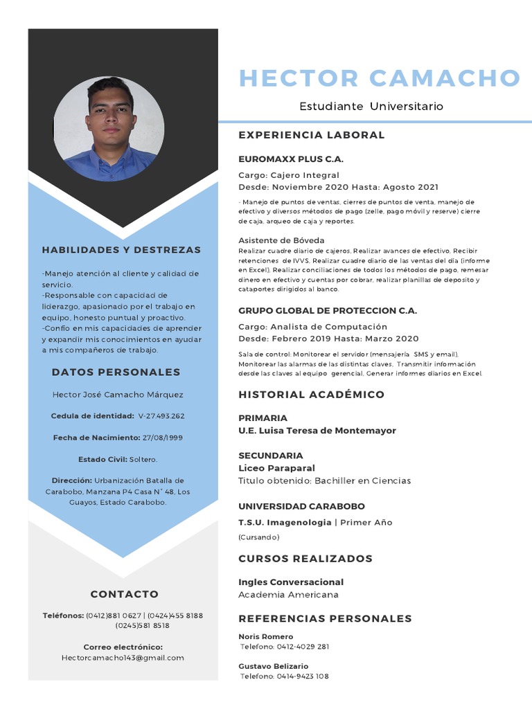 Currículum Hector Camacho | PDF | Telecomunicaciones | Industrias de servicio