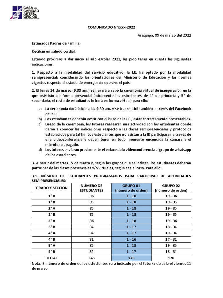 Comunicado 2022 PDF | PDF