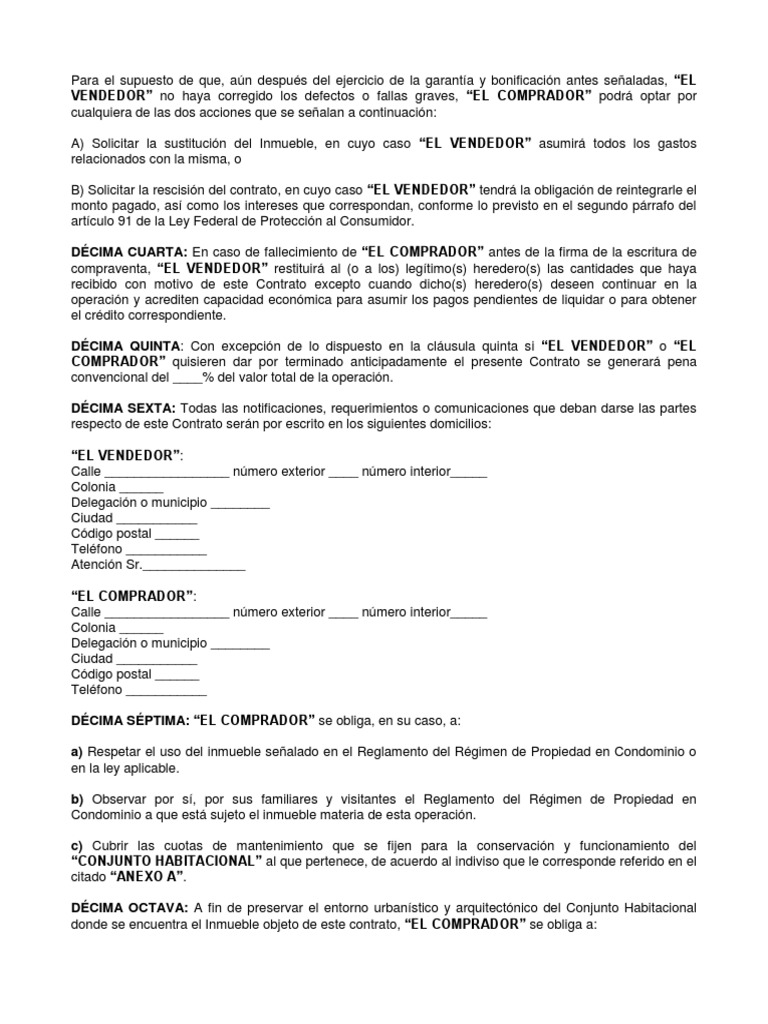 Compraventa En Preventa De Bien Inmueble Destinado A Casa Habitacion