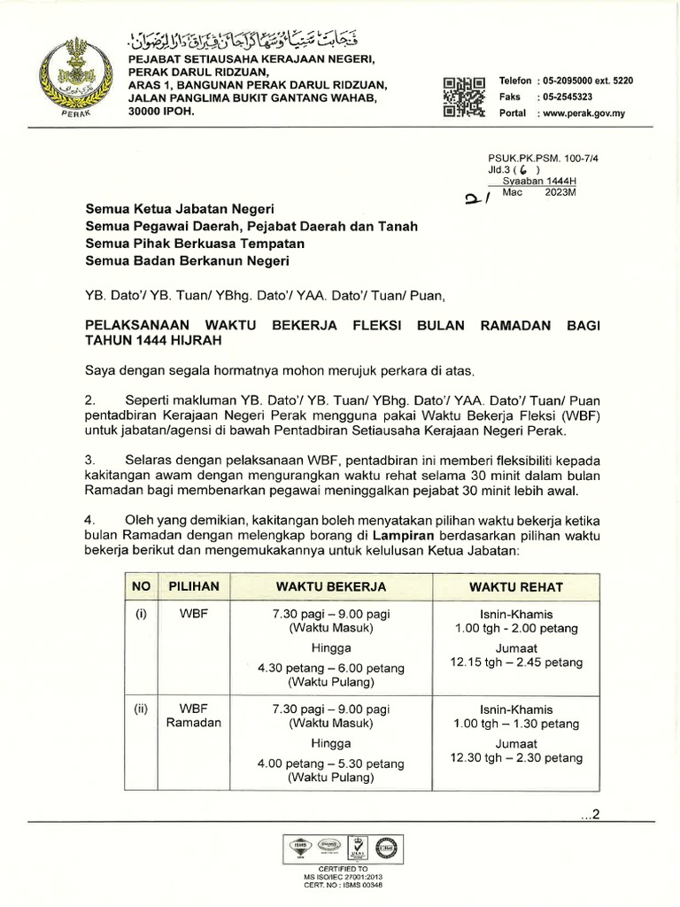 Surat Edaran WBF Ramadan 1444 | PDF