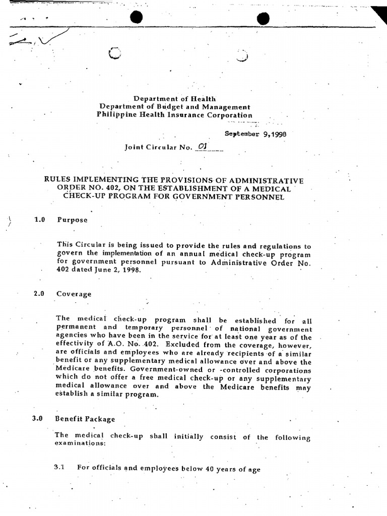 DBM DOH PHIC JC 01 S 1998 IRR of AO 402 S 1998 | PDF | Physical ...