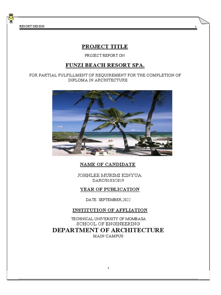 Funzi Resort Report PDF | PDF | Tourism | Resort