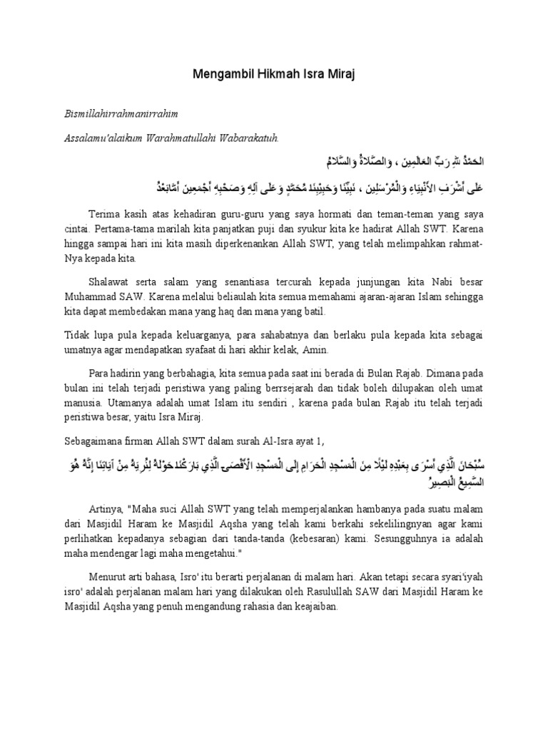 Materi Tausiah Isra Miraj | PDF