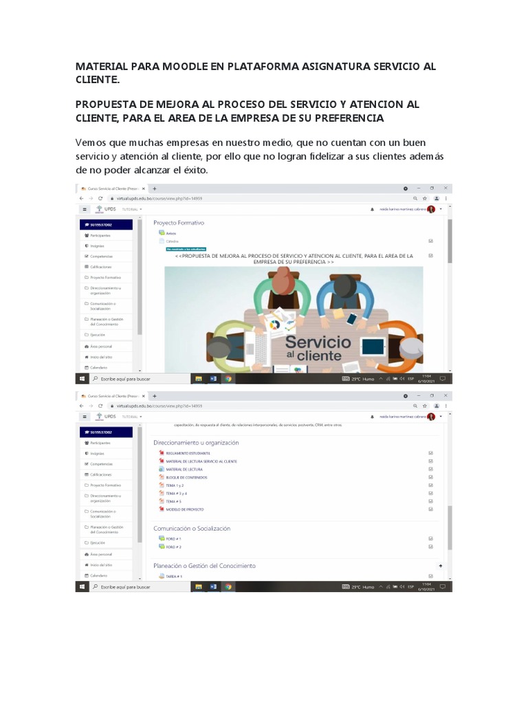 Mejora del Servicio al Cliente en Moodle | PDF | Crecimiento personal y profesional | Finanzas y ...