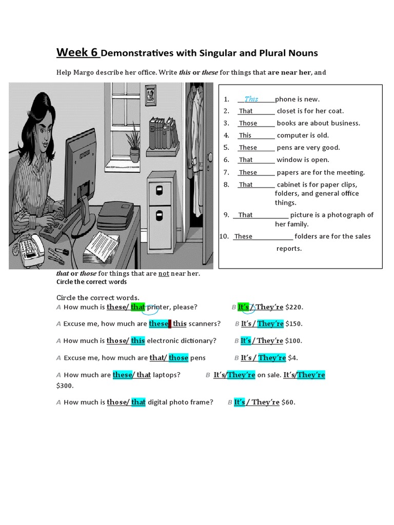 INGLES Week 6 Demonstratives With Singular and Plural Nouns | PDF