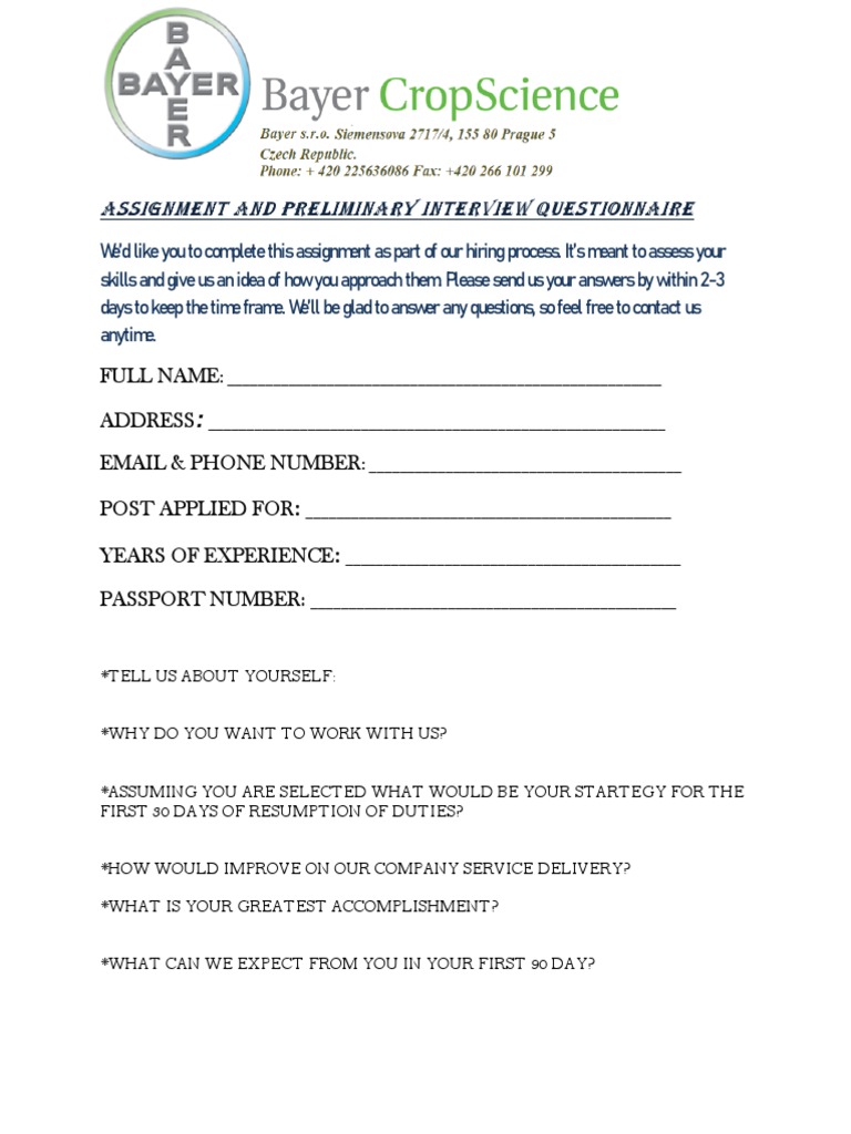 Job Interview Questionnaire Form | PDF | Criminal Record | Business