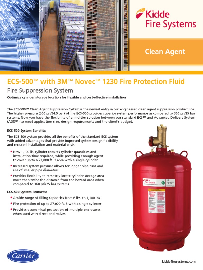 ECS 500 Novec 1230 Clean Agent Fire Suppression System - SS K 114 | PDF | Fire Sprinkler System ...