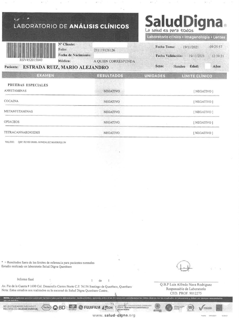 Maer Examen Toxicologico PDF | PDF