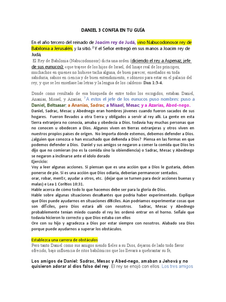 Daniel 3: Fe y valentía en la adversidad | PDF | Daniel (figura bíblica ...