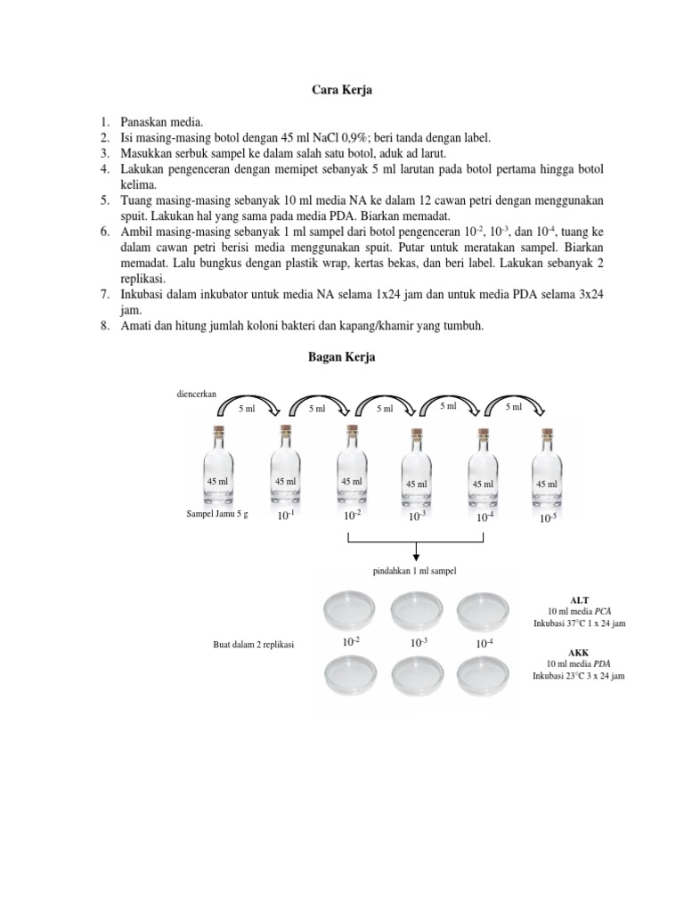 Cara Kerja Uji Cemaran Mikroba | PDF