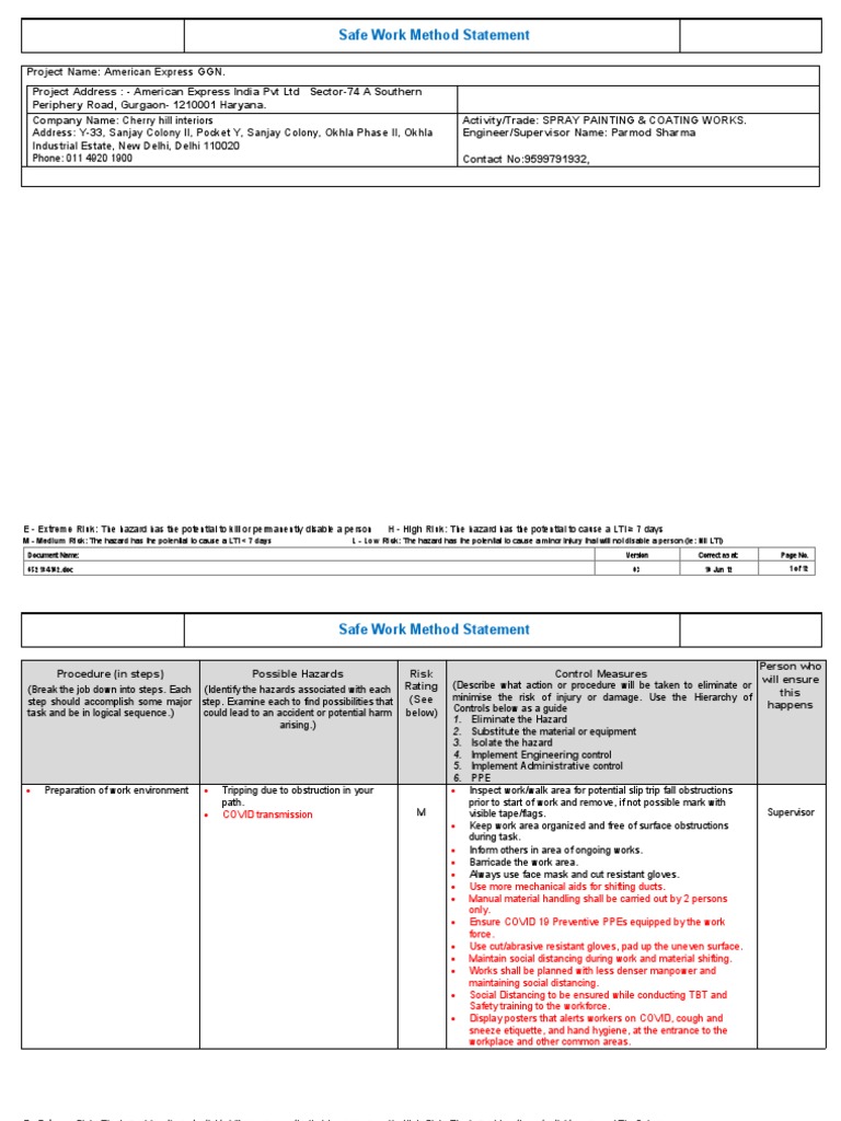 Marking and Installation of Ducts SWMS | PDF | Personal Protective ...