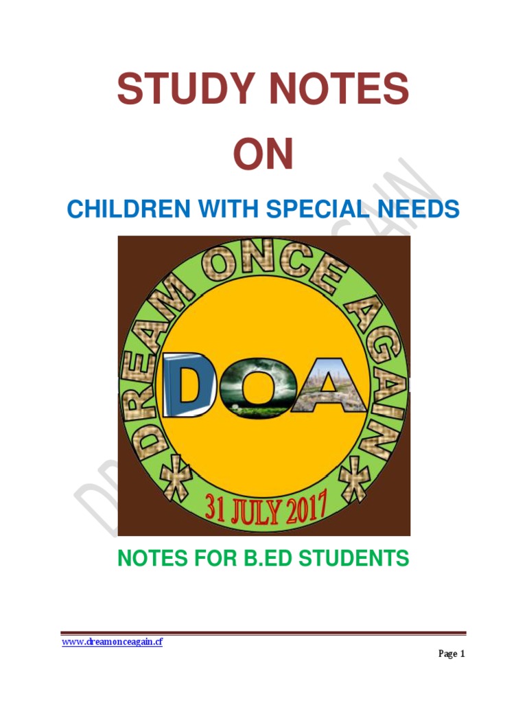 Children With Special Needs | PDF | Mental Disorder | Curriculum