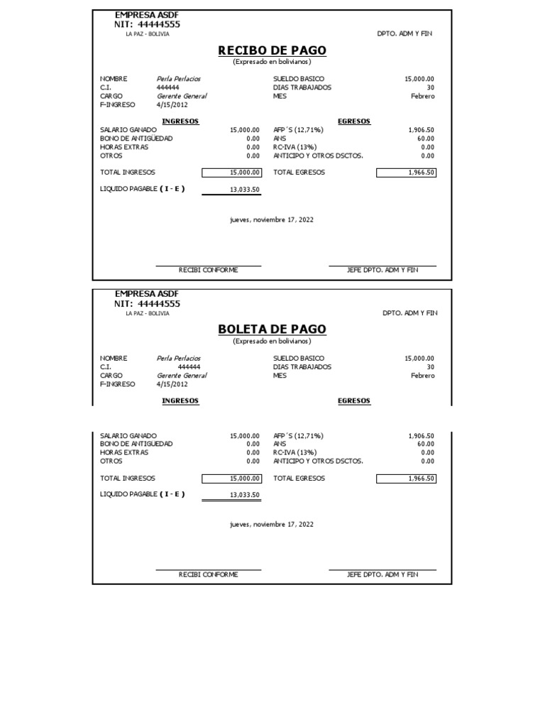 Planilla de Sueldos Con Generador de Boletas | PDF