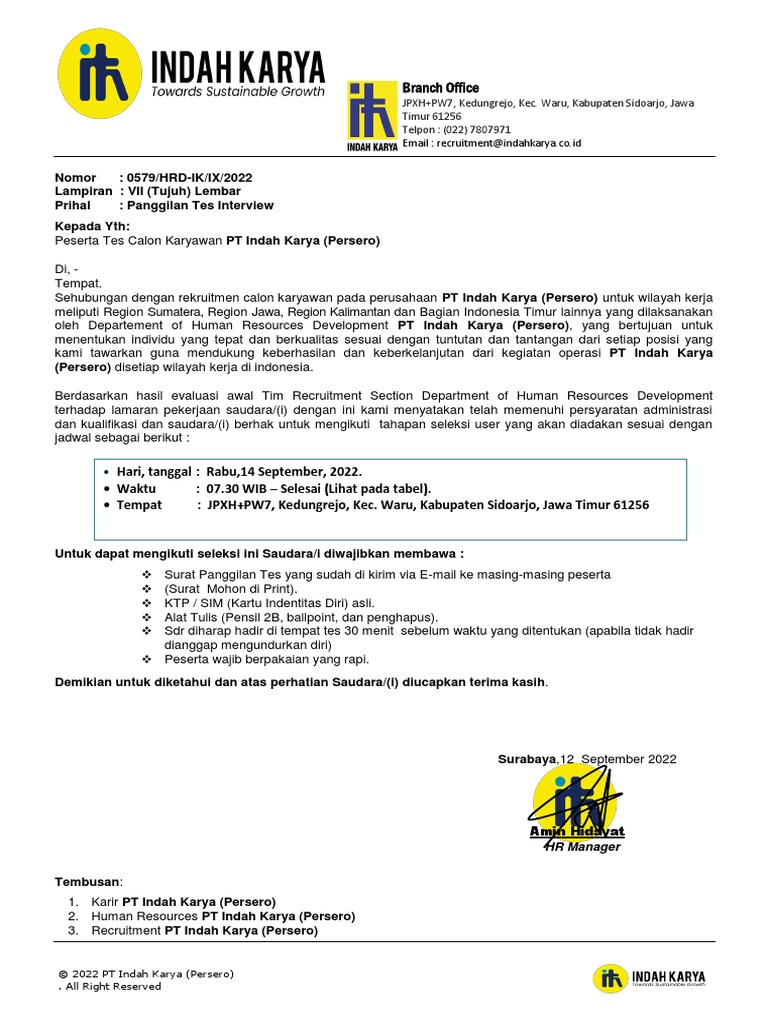 FIle Undangan Interview PT Indah Karya (Persero).pdf | PDF