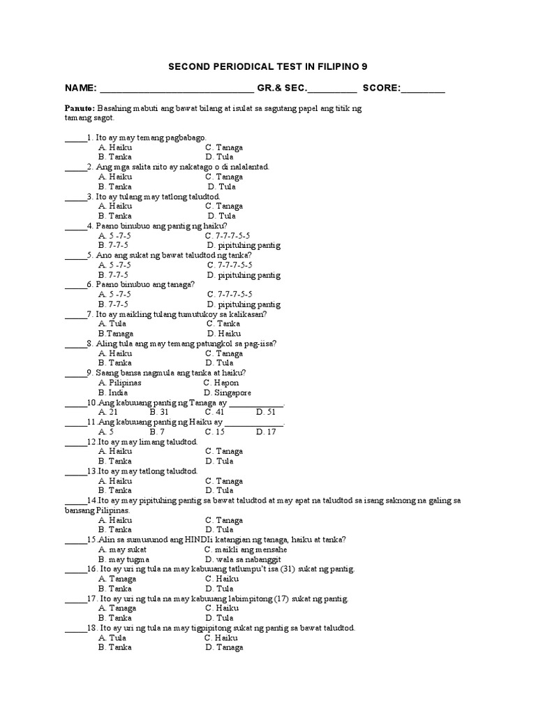 PT G9 Filipino | PDF