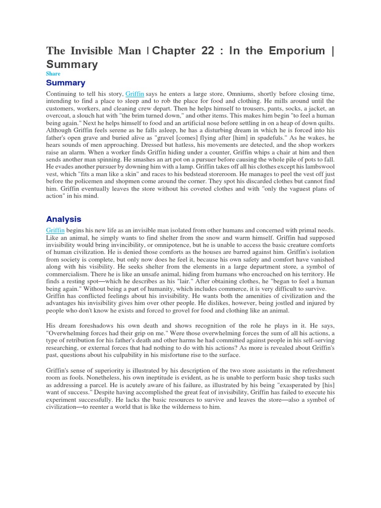 The Invisible Man CHPT 22 - 28 | PDF | The Invisible Man